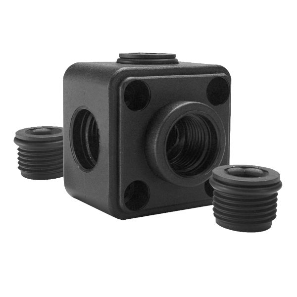 1/2" BSPT Thread - Porting Block- Nylon - UK Fluid Power